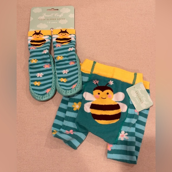 Powell Craft | Bottoms | Nwt Bumble Bee Baby Leggings And Cozy Slipper ...